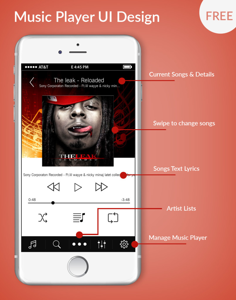 Iphone music player ui design